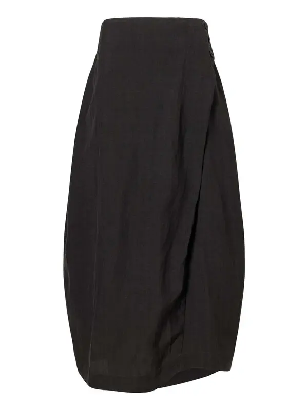 Studio Nicholson Pleated Linen-blend Midi Skirt - Dark Gray