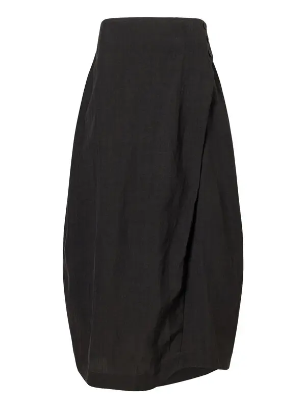 Studio Nicholson Pleated Linen-blend Midi Skirt - Gray