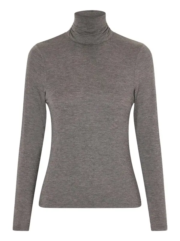 NILI LOTAN Keria Stretch-jersey Turtleneck Top - Dark Gray