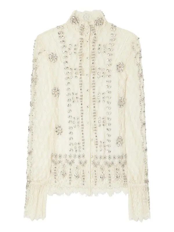 Costarellos Embellished Lace Shirt - Neutrals