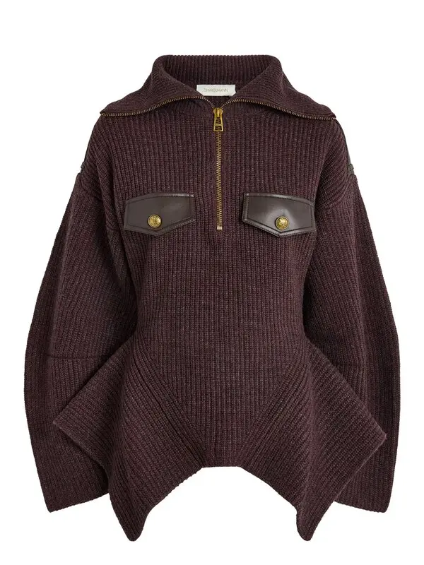 Zimmermann Wool-blend Valiant Utility Sweater - Brown