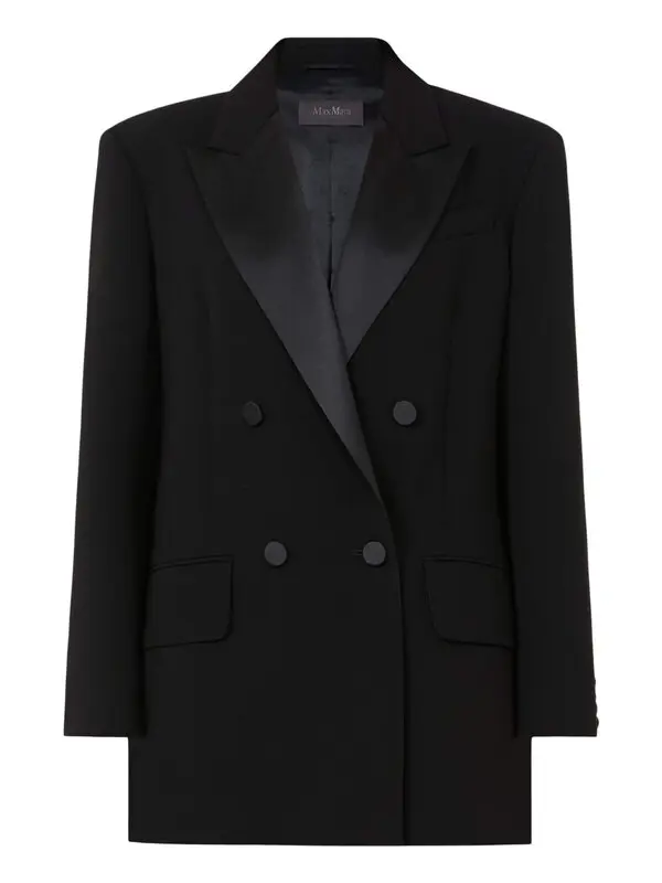 Max Mara Satin-lapel Blazer - Black