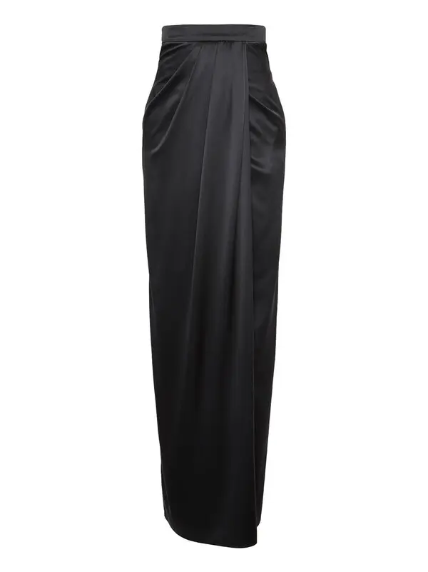Max Mara Silk Gathered Maxi Skirt - Grey