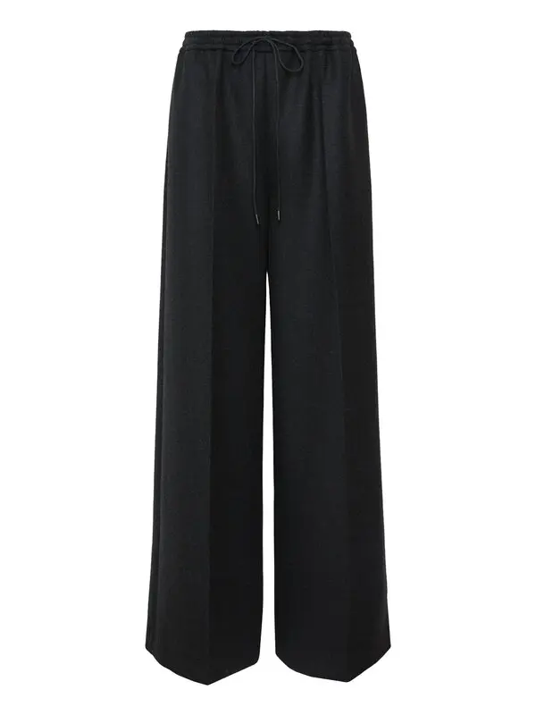 Max Mara Stretch-virgin Wool Drawstring Trousers - Grey