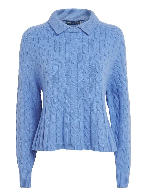 Polo Ralph Lauren Wool-cashmere Peplum Sweater - Blue