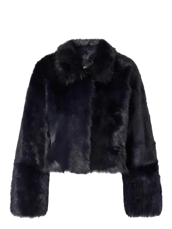 Nour Hammour Cameron Cropped Shearling Jacket - Blue