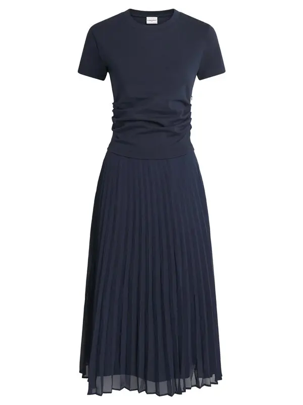 Claudie Pierlot Trompe-l'œil Bi-material Midi Dress - Blue