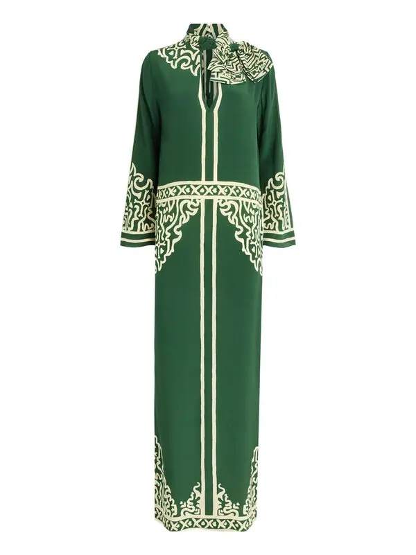 Johanna Ortiz Silk Windborne Tunic Maxi Dress - Green
