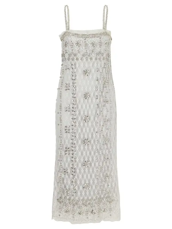 Costarellos Leona Crystal-embellished Lace Gown - Gray