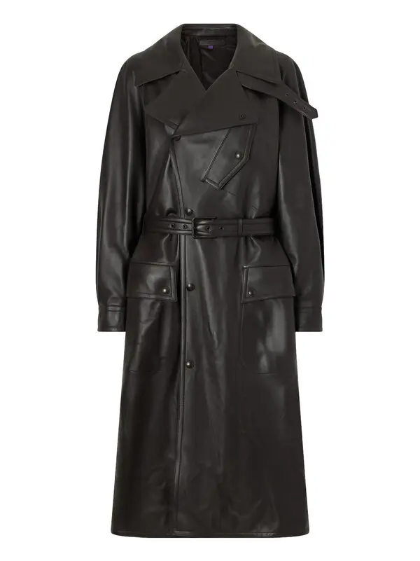 Ralph Lauren Belted Leather Coat - Black