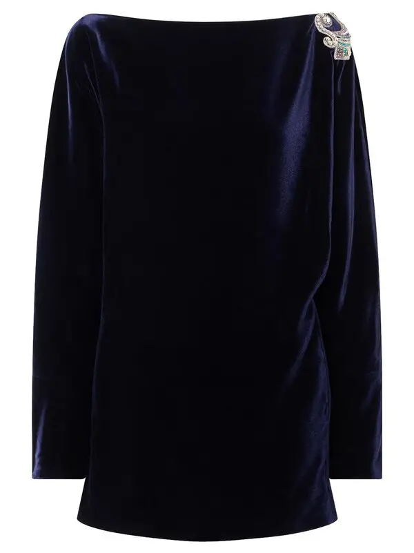 Versace Velvet Mini Dress - Blue
