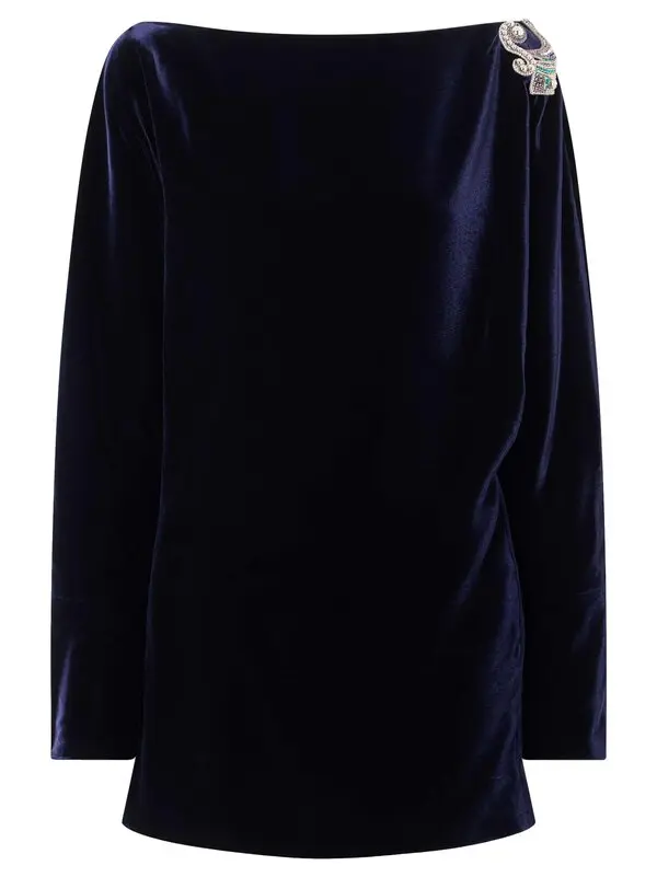 Versace Velvet Mini Dress - Navy