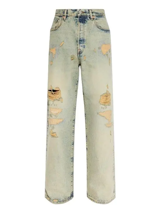 Kenzo Turn Up Wide Fit Jeans - Bleached Blue