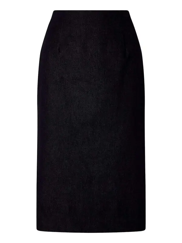 Carolina Herrera Denim Midi Skirt - Black