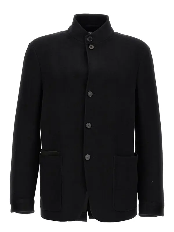 Zegna Buttoned Straight Hem Jacket - Black