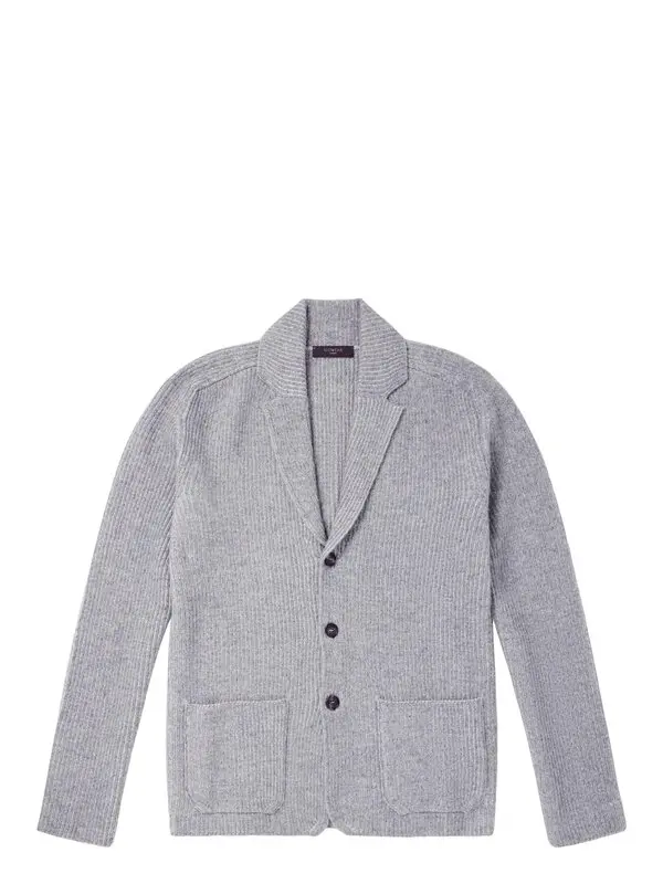 SLOWEAR Single-breasted Ribbed Virgin Wool Blazer - Gray