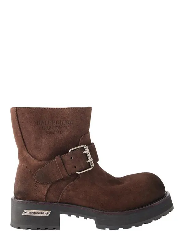 Balenciaga Venom Buckled Suede Desert Boots - Brown