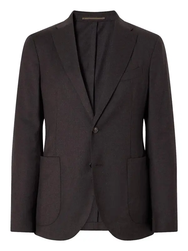 SLOWEAR Wool-blend Flannel Suit Jacket - Brown