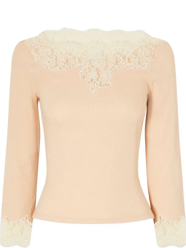 DÔEN Riana Lace-trimmed Cotton-blend Jersey T-shirt - Cream