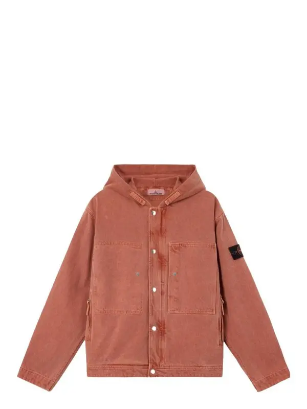 Stone Island Hooded Jacket With Multiple Pockets - Brick Red