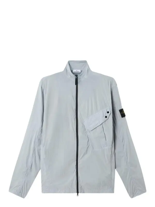 Stone Island Comfort-fit Zip-up Overshirt With Chest Pocket - Ash Grey