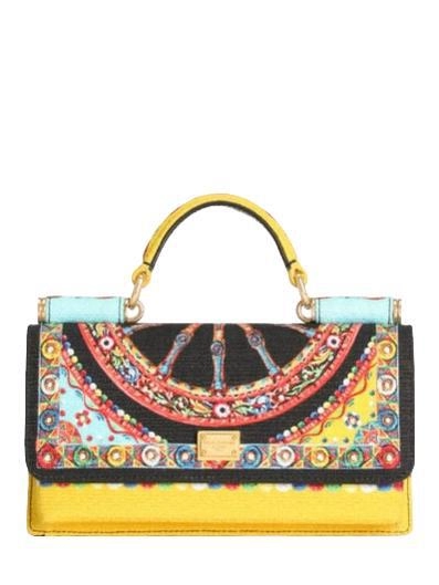 Dolce & Gabbana Phone Bag In Carretto-print Canvas - Multicolor