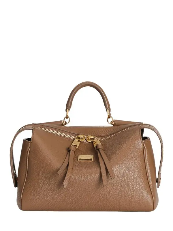 Dolce & Gabbana Logo Plaque Tote Bag - Brown