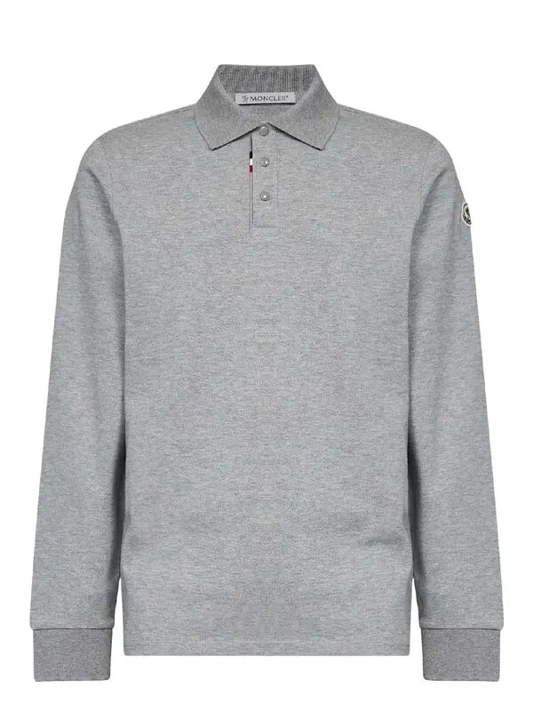Moncler Long-sleeve Polo Shirt - Grey