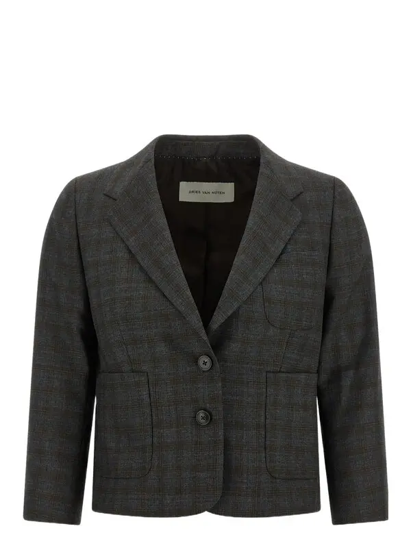 Dries Van Noten Checked Wool Blazer - Gray