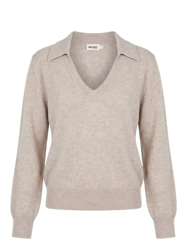 NOTSHY Palmer Polo Neck Sweater - Sand