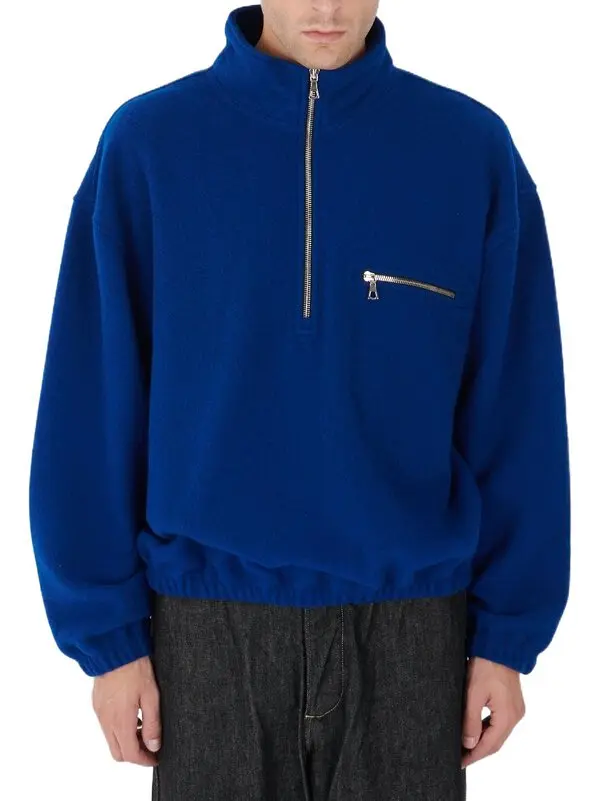 RIER Long-sleeved Pullover With High Neck And Zip Detail - Indigo