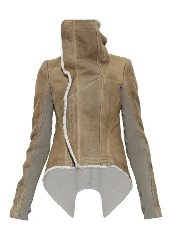 Rick Owens Asymmetric Shearling-detailed Jacket - Brown