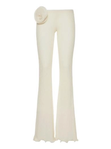 Magda Butrym High-waist Flared Trousers With Floral Applique - White