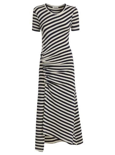 Rabanne Striped Midi Dress With Gathered Waist - No