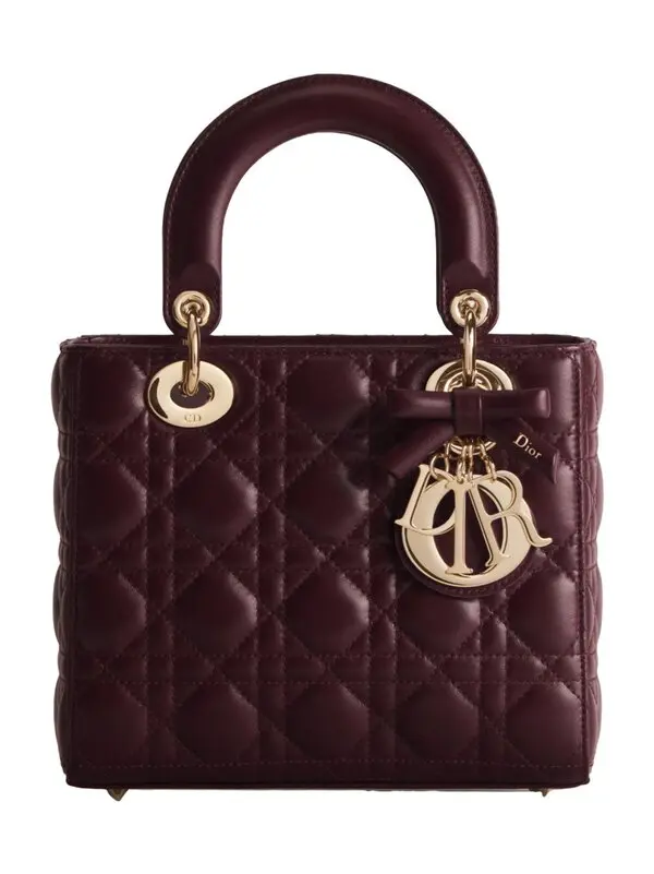 Dior Small Lady Bag With Strap - Deep Fuchsia