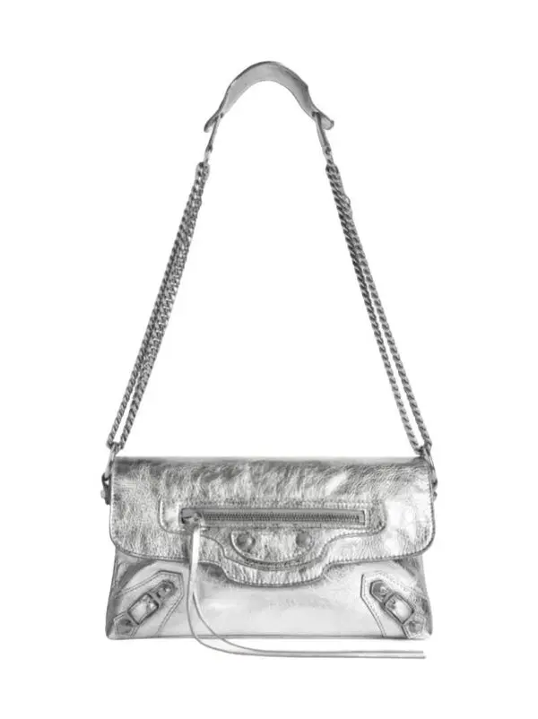 Balenciaga Le City Clutch With Chain - Silver