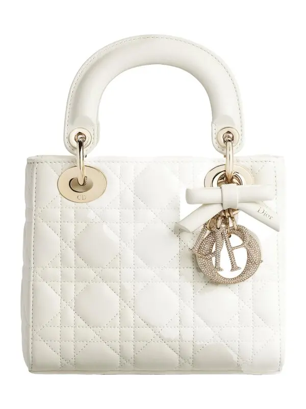 Dior Mini Lady Bag With Chain - Latte