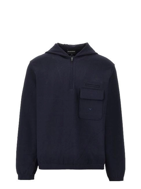 Emporio Armani Travel Essential Piqué Jersey Hoodie - Black