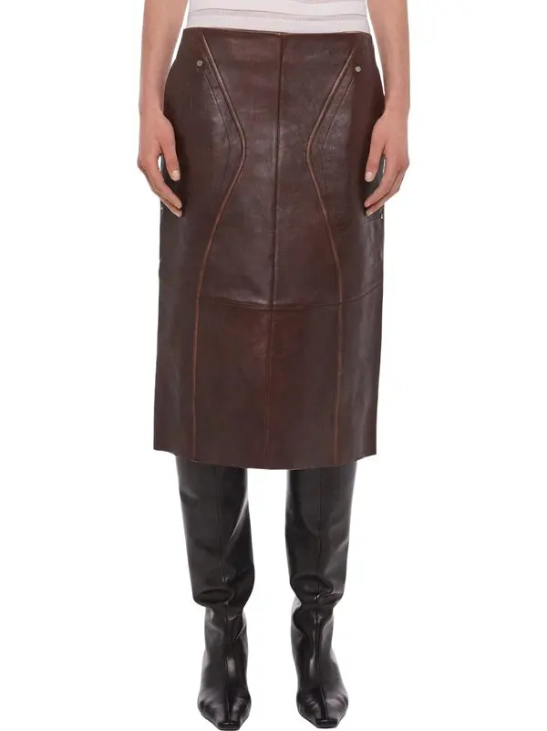 Helmut Lang Solid-color Skirt - Saddle