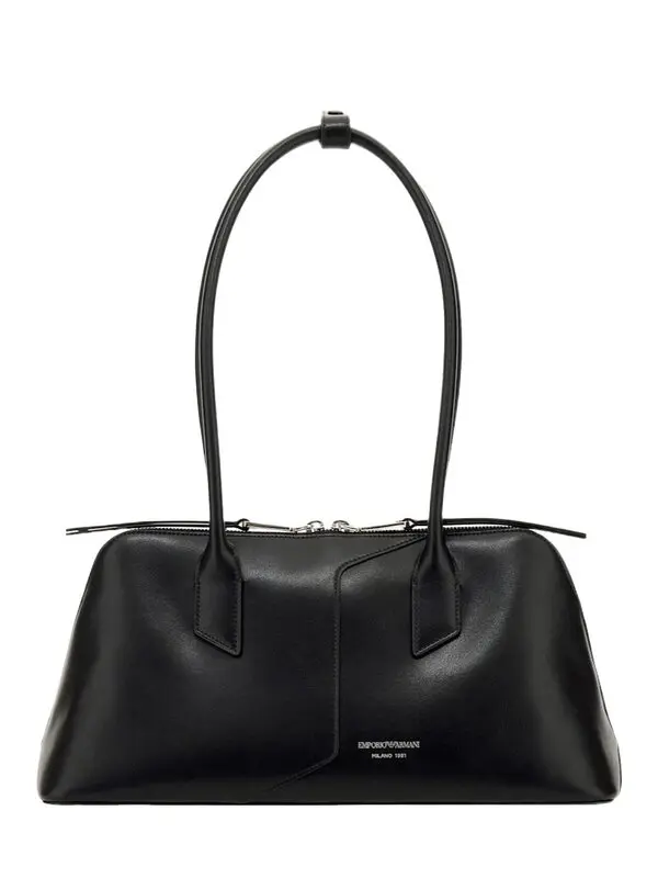 Emporio Armani Handbag In Smooth Leather With Top Handles And A Zip Closure - Black