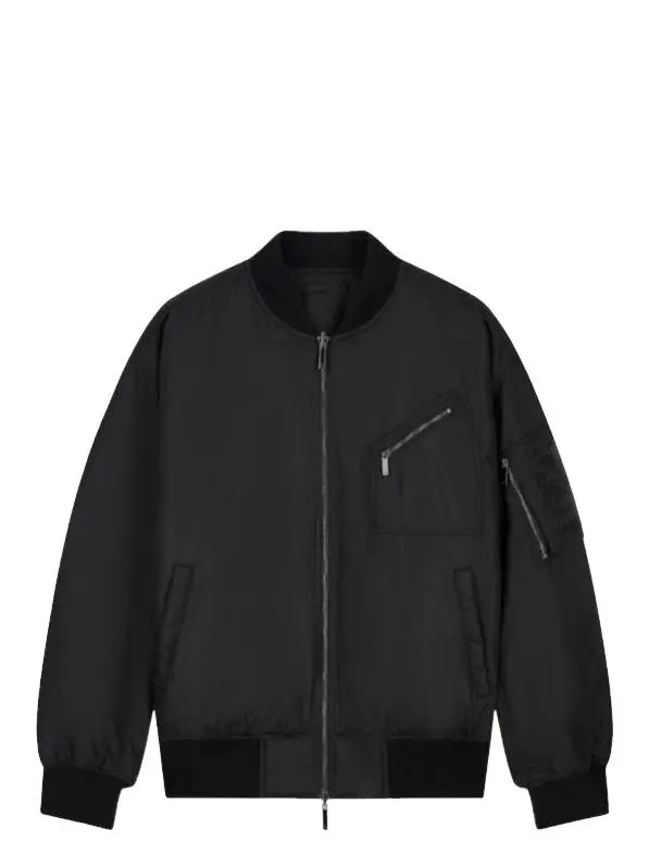 Emporio Armani Blouson Jacket With Ribbed Trims And Zippered Sleeve Pocket - Black