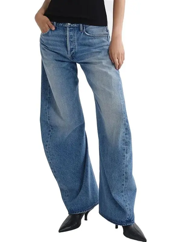 AGOLDE Vintage Wash Curved Wideleg Jeans - Blue