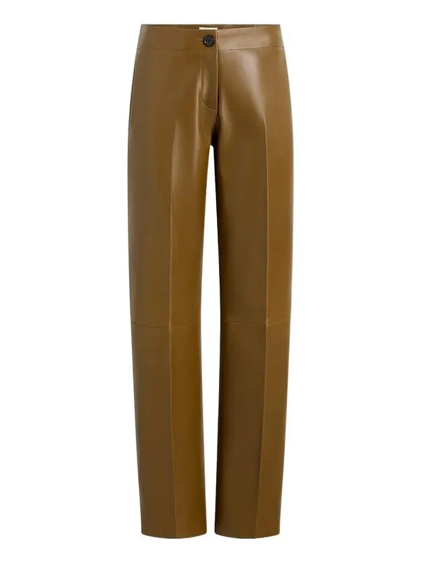 Khaite Highwaist Button Casual Pants - Brown