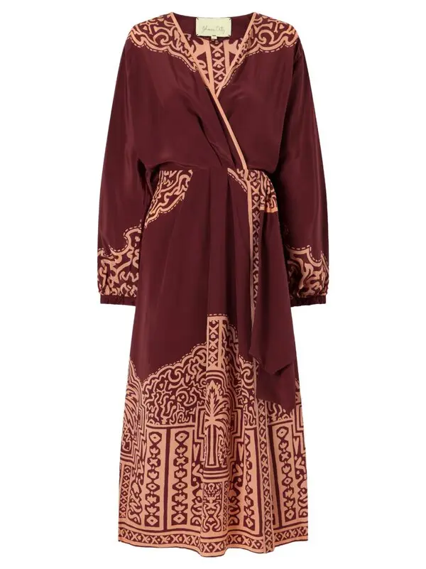 Johanna Ortiz Printed Silk Wrap Maxi Dress - Brown