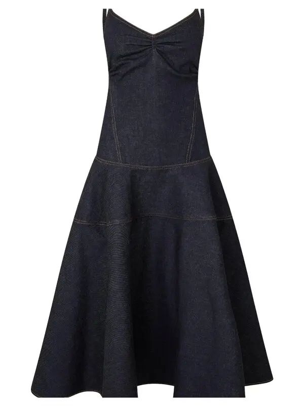 Jacquemus Denim Camisole Midiflared Dress - Black
