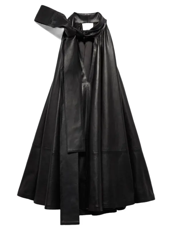 7 For All Mankind Faux Leather Ruffled Dress - Black
