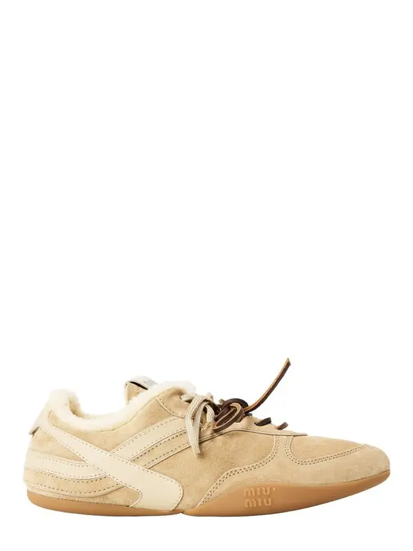Miu Miu Suede Casual Sneakers - Nude