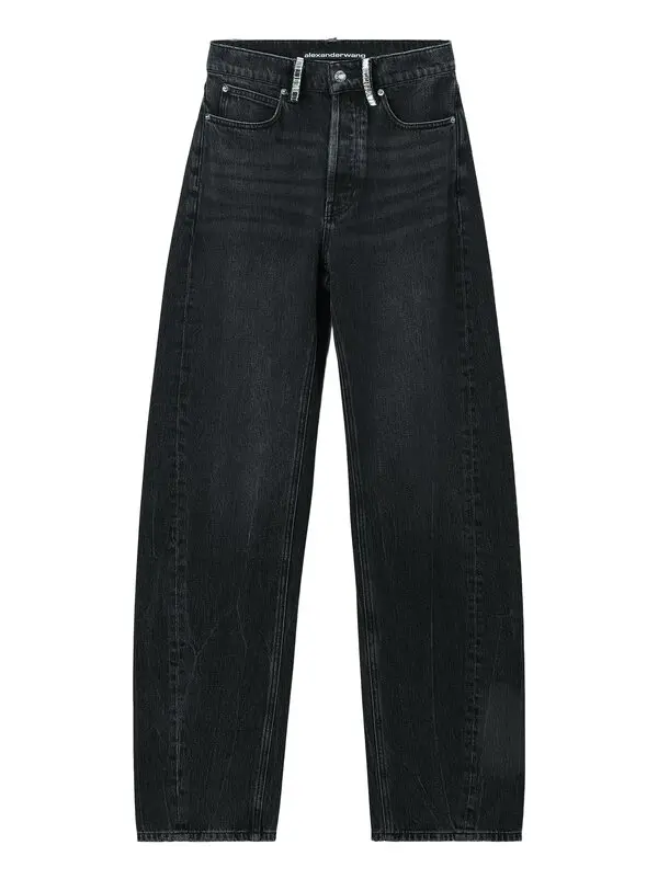 Alexander Wang Crystal Hotfix Logo Pocket Blow Up Jeans - Gray-haired