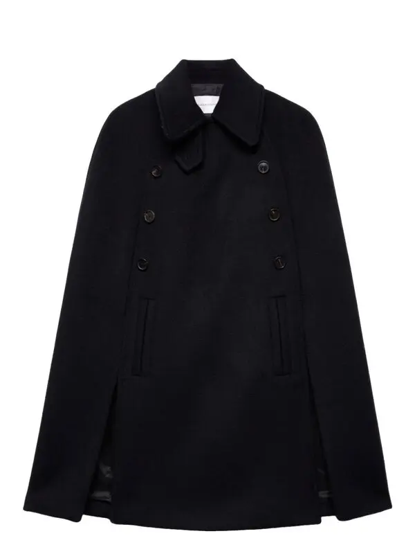 7 For All Mankind Double-breasted Wool Cape - Black