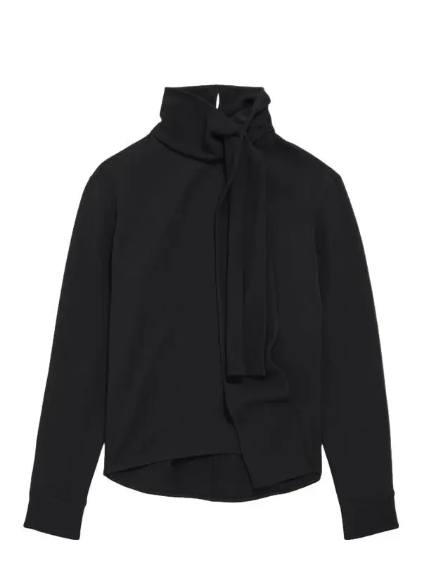 Balenciaga Silk Crepe Scarf Shirt - Black